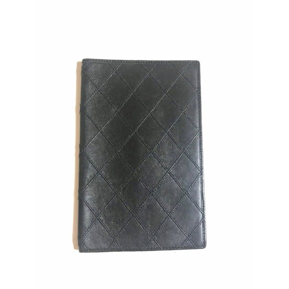 CHANEL | Bags | Chanel Vintage Black Stitched Leather Book Cover Diary ...